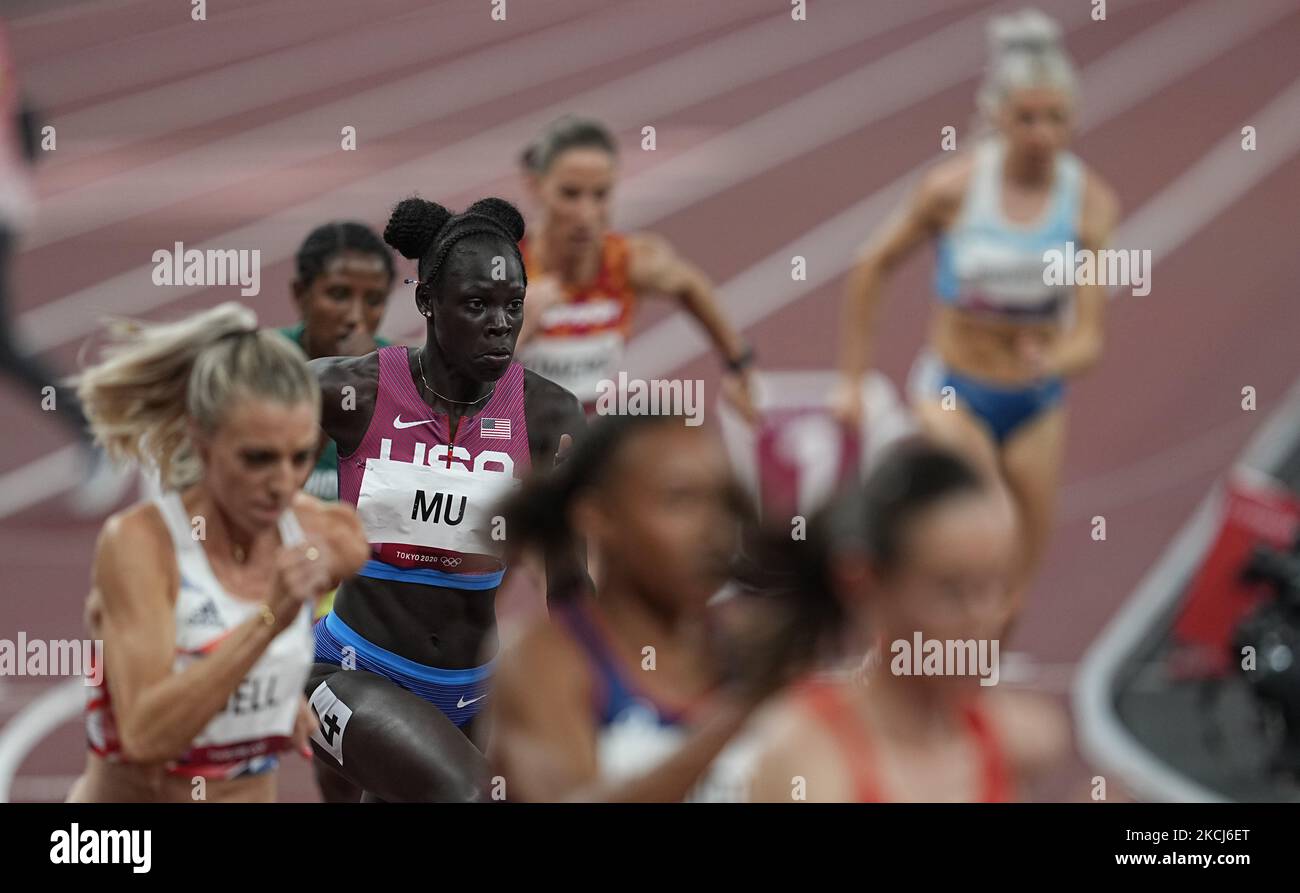Athing Mu during 800 meter for women at the Tokyo Olympics, Tokyo ...