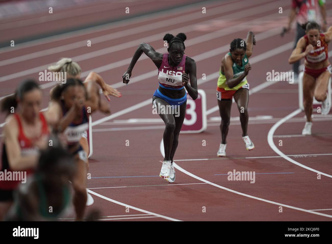 Athing Mu during 800 meter for women at the Tokyo Olympics, Tokyo ...
