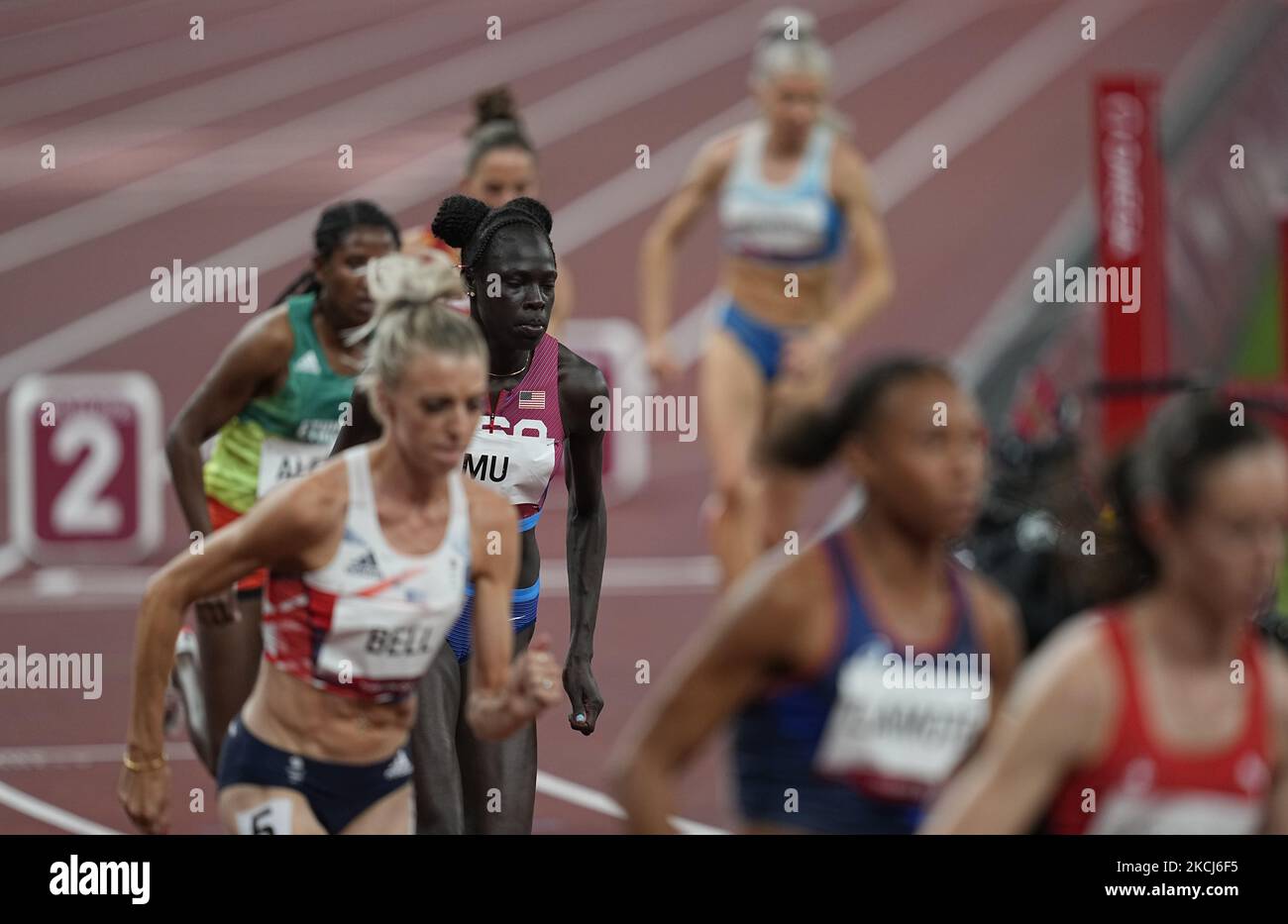 Athing Mu during 800 meter for women at the Tokyo Olympics, Tokyo ...