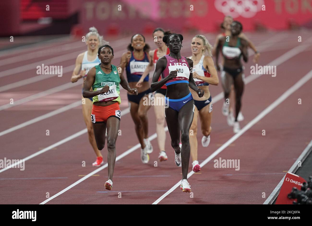 Athing Mu during 800 meter for women at the Tokyo Olympics, Tokyo ...