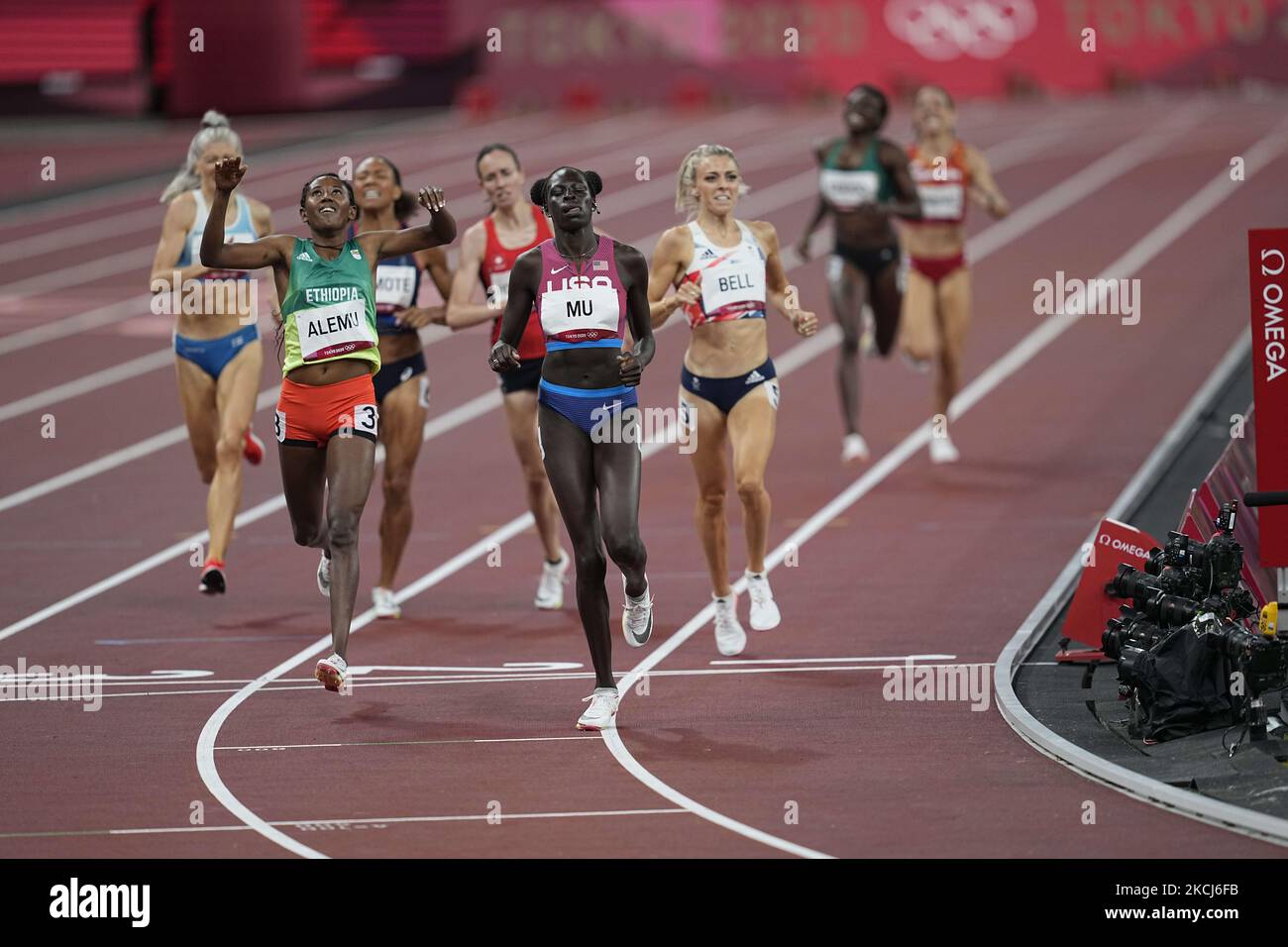 Athing Mu during 800 meter for women at the Tokyo Olympics, Tokyo ...