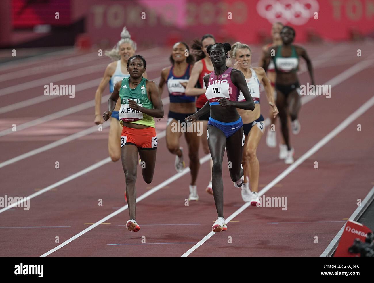 Athing Mu during 800 meter for women at the Tokyo Olympics, Tokyo ...