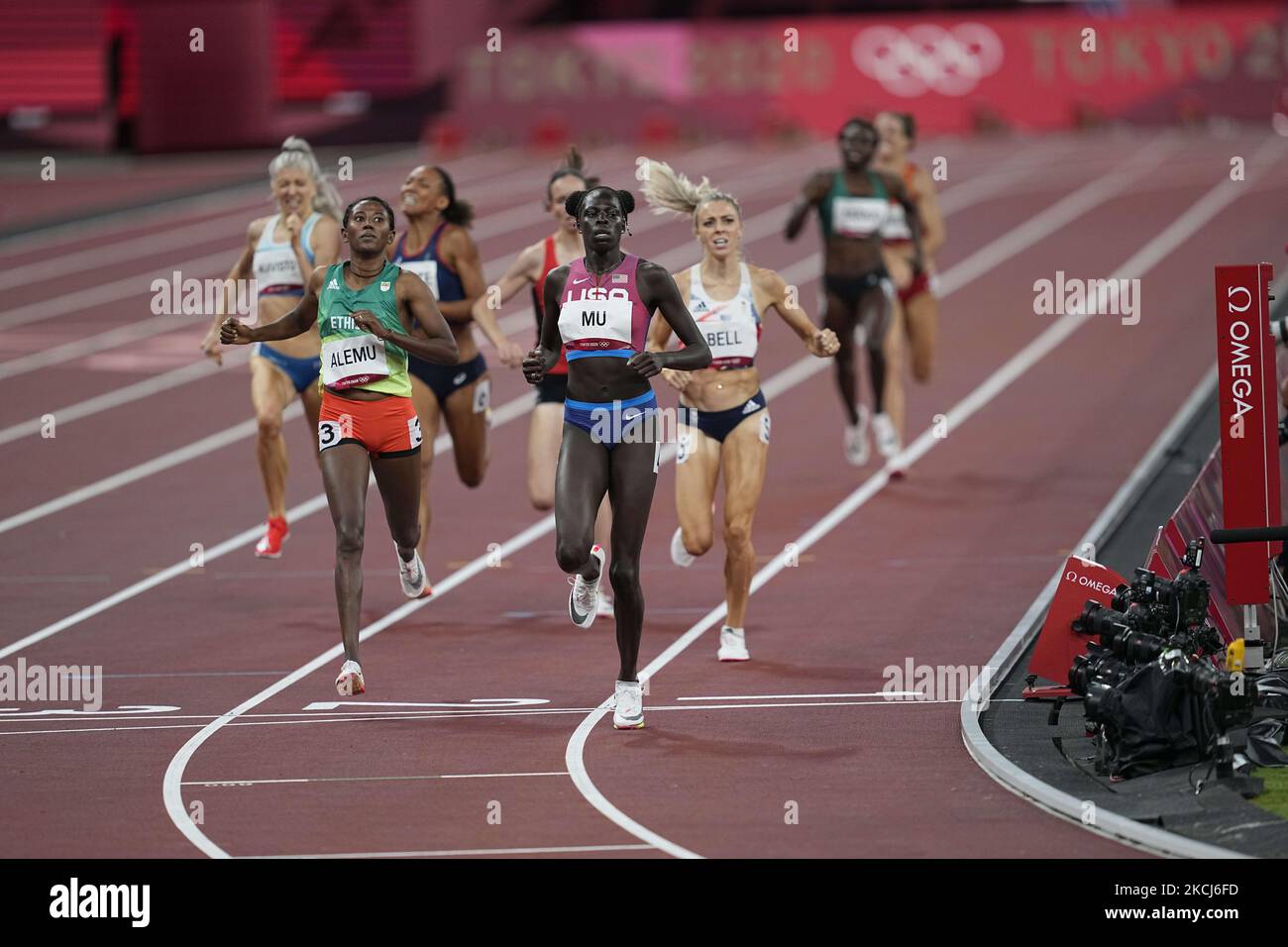 Athing Mu during 800 meter for women at the Tokyo Olympics, Tokyo ...