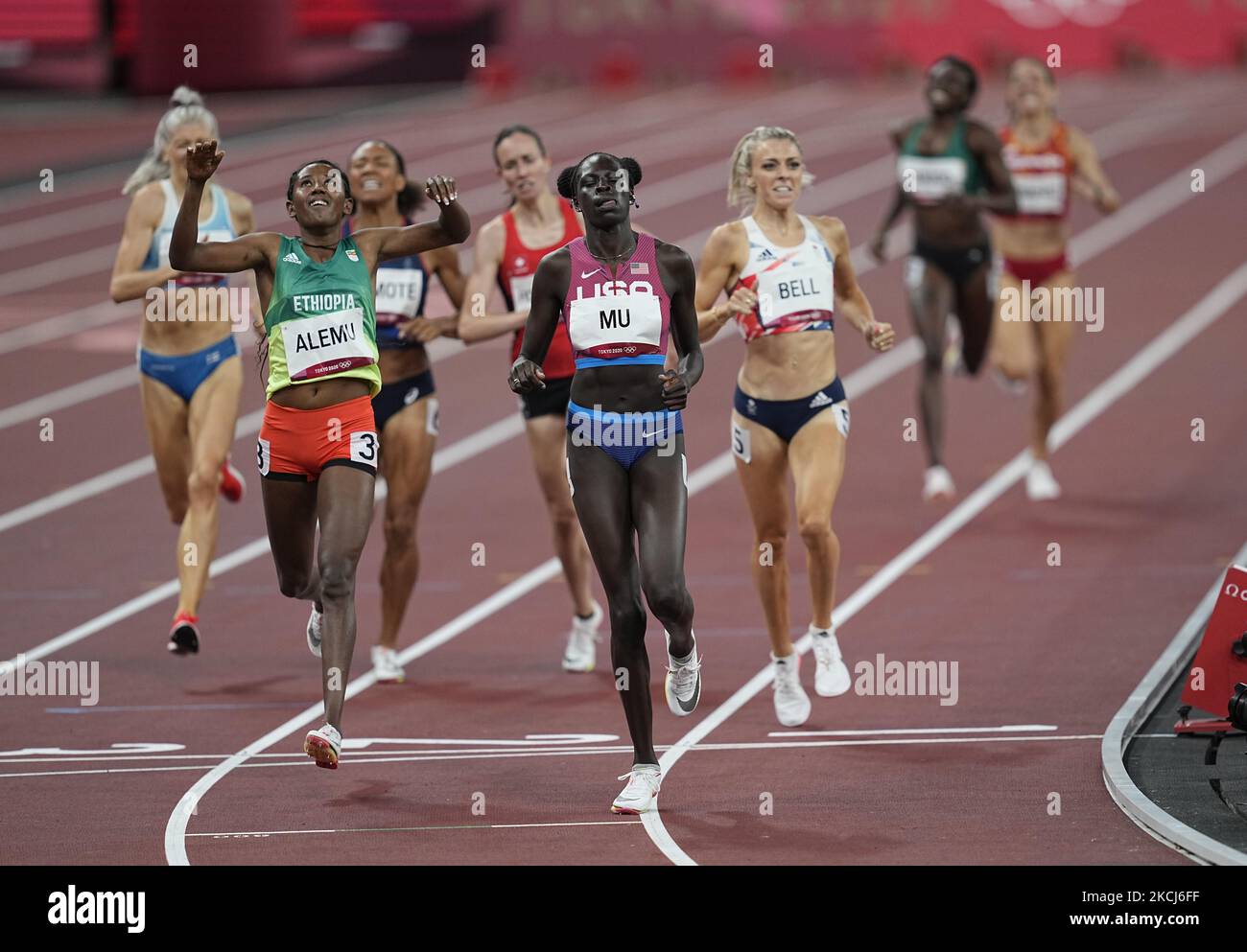Athing Mu during 800 meter for women at the Tokyo Olympics, Tokyo ...