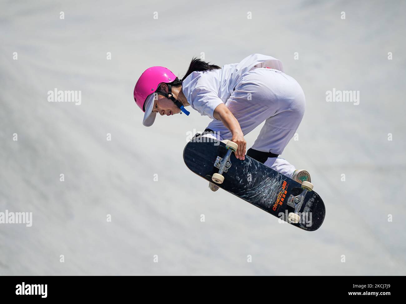 Xin Zhang during women's park skateboard at the Olympics at Ariake ...
