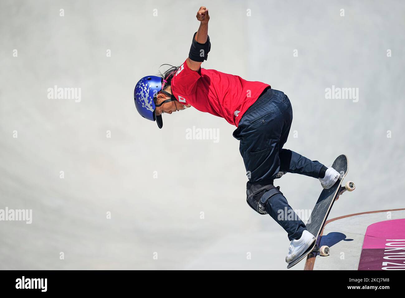 Misugu Okamoto during women's park skateboard at the Olympics at Ariake ...