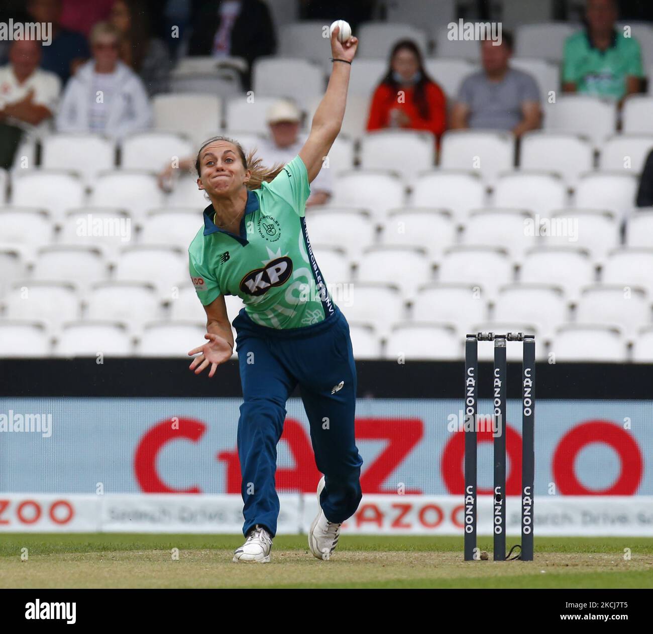 Tash Farrant of Oval Invincibles Women during The Hundred between Oval Invincible Women and ...