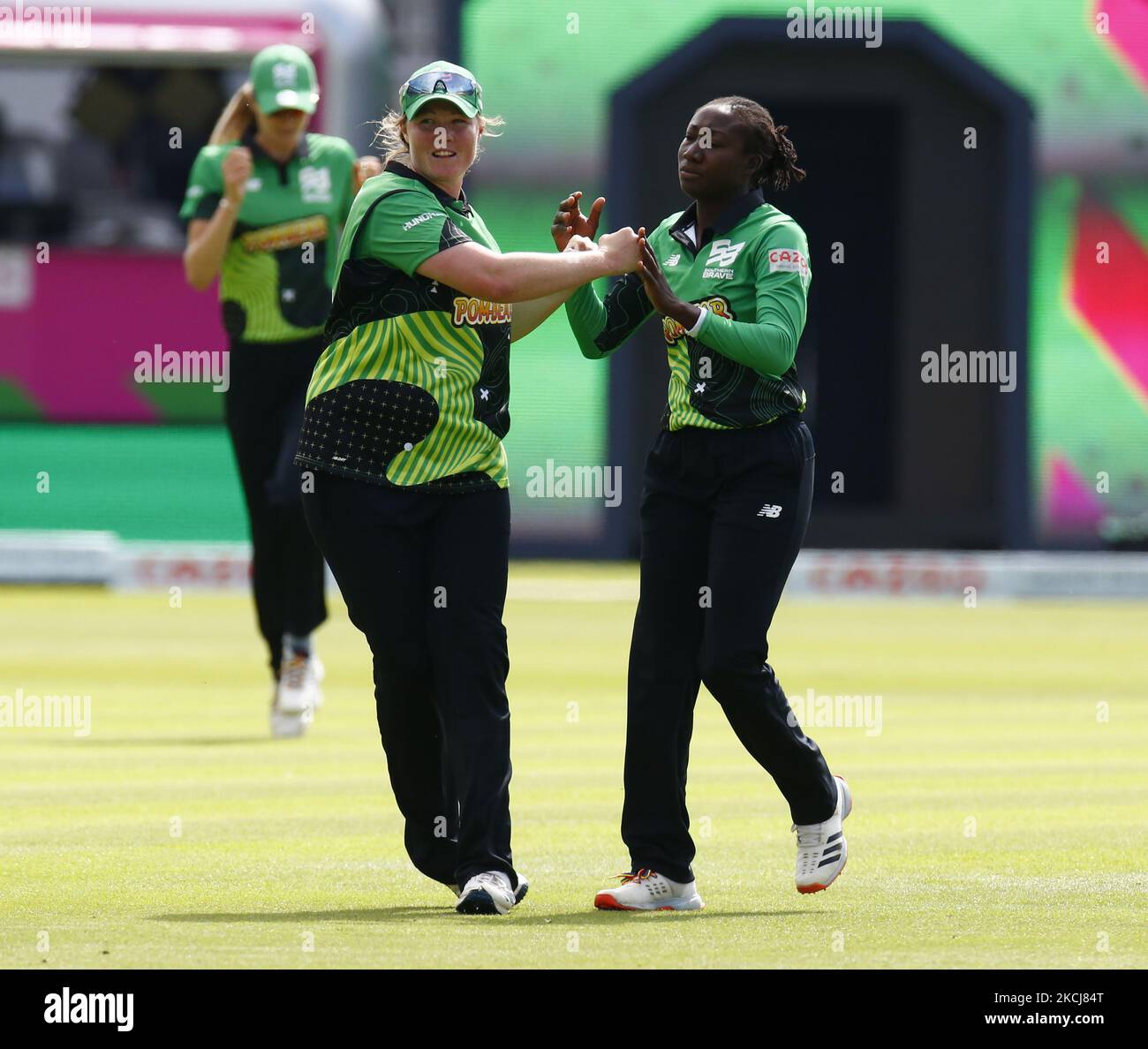 L-R Anya Shrubsole of Southern Brave Women and Stafanie Taylor of ...