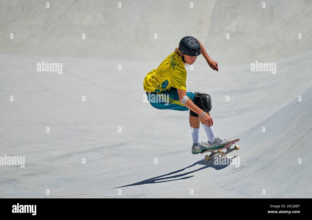 Keegan Palmer during mens park skateboard at the Olympics at Ariake ...