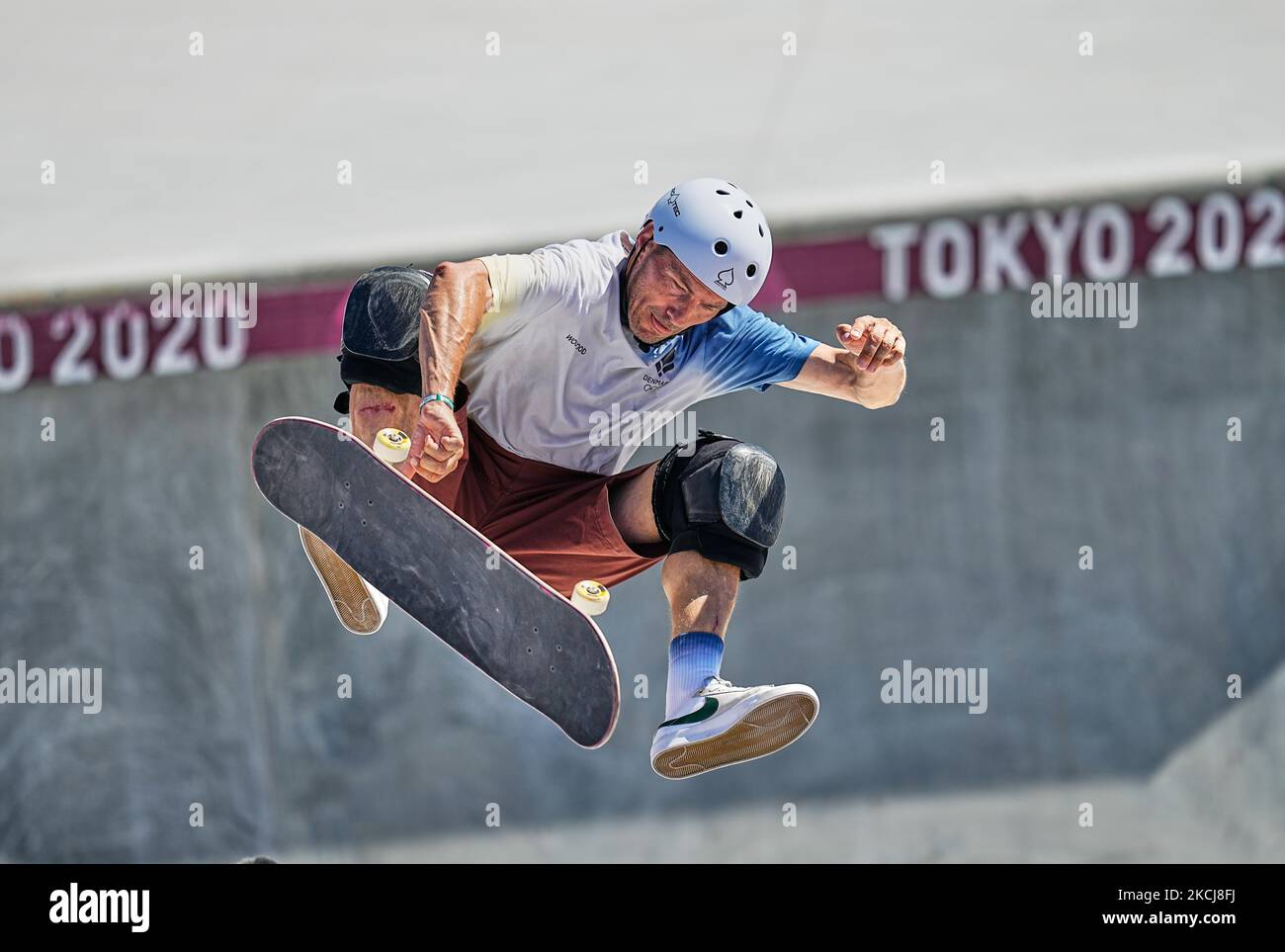 Rune Glifberg from Denmark during mens park skateboard at the Olympics ...