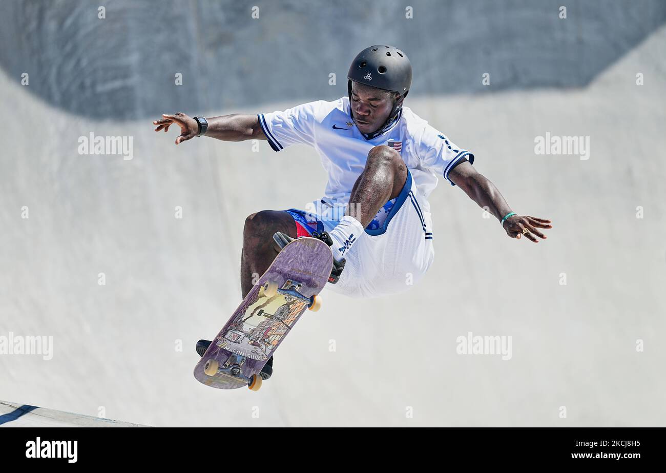 Zion Wright during mens park skateboard at the Olympics at Ariake Urban ...