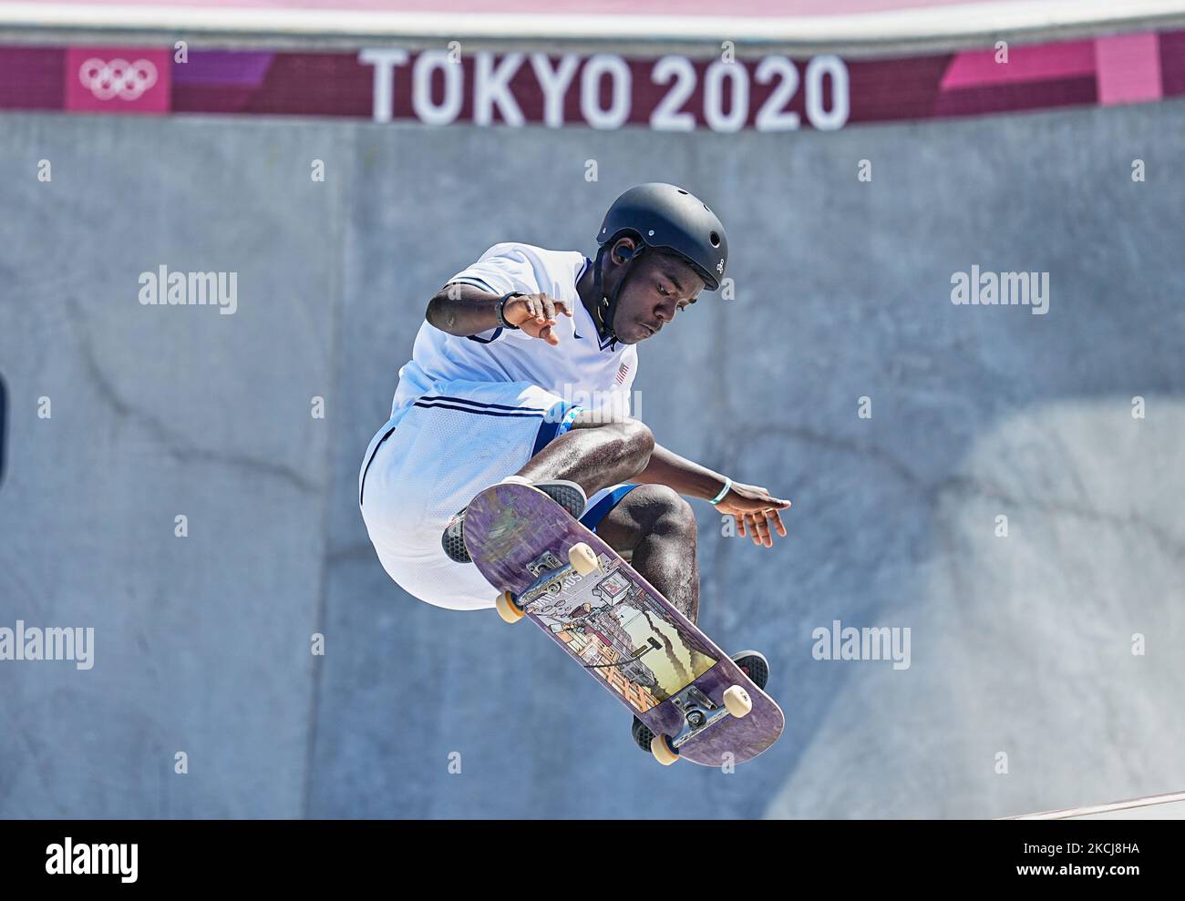 Zion Wright during mens park skateboard at the Olympics at Ariake Urban Park, Tokyo, Japan on ...