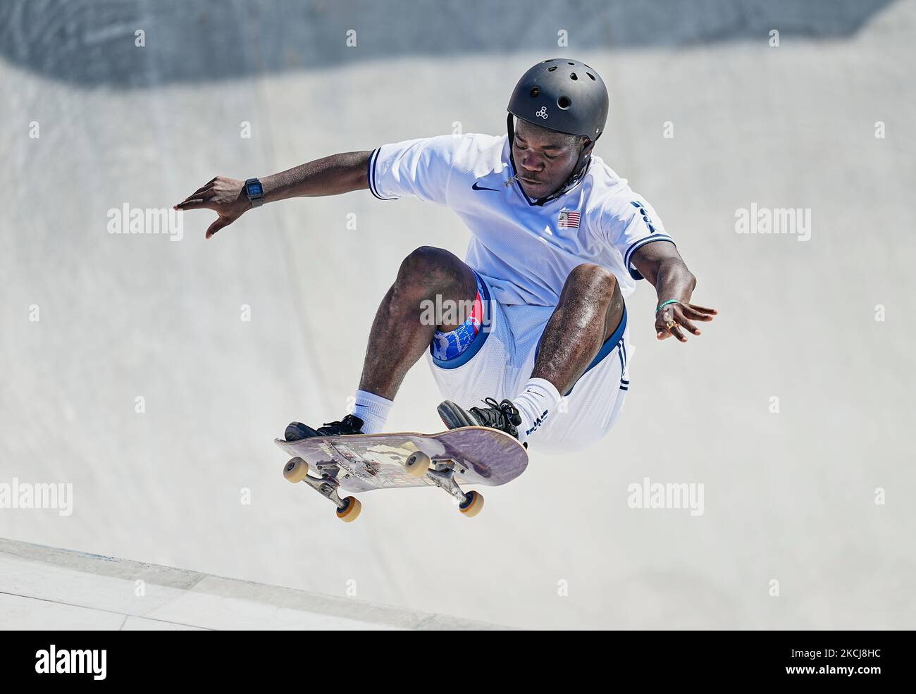 Zion Wright during mens park skateboard at the Olympics at Ariake Urban ...