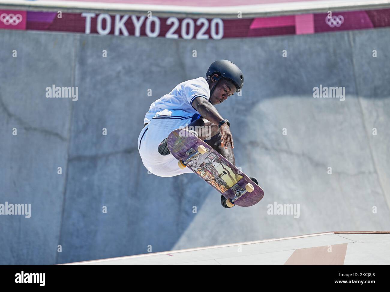 Zion Wright during mens park skateboard at the Olympics at Ariake Urban ...