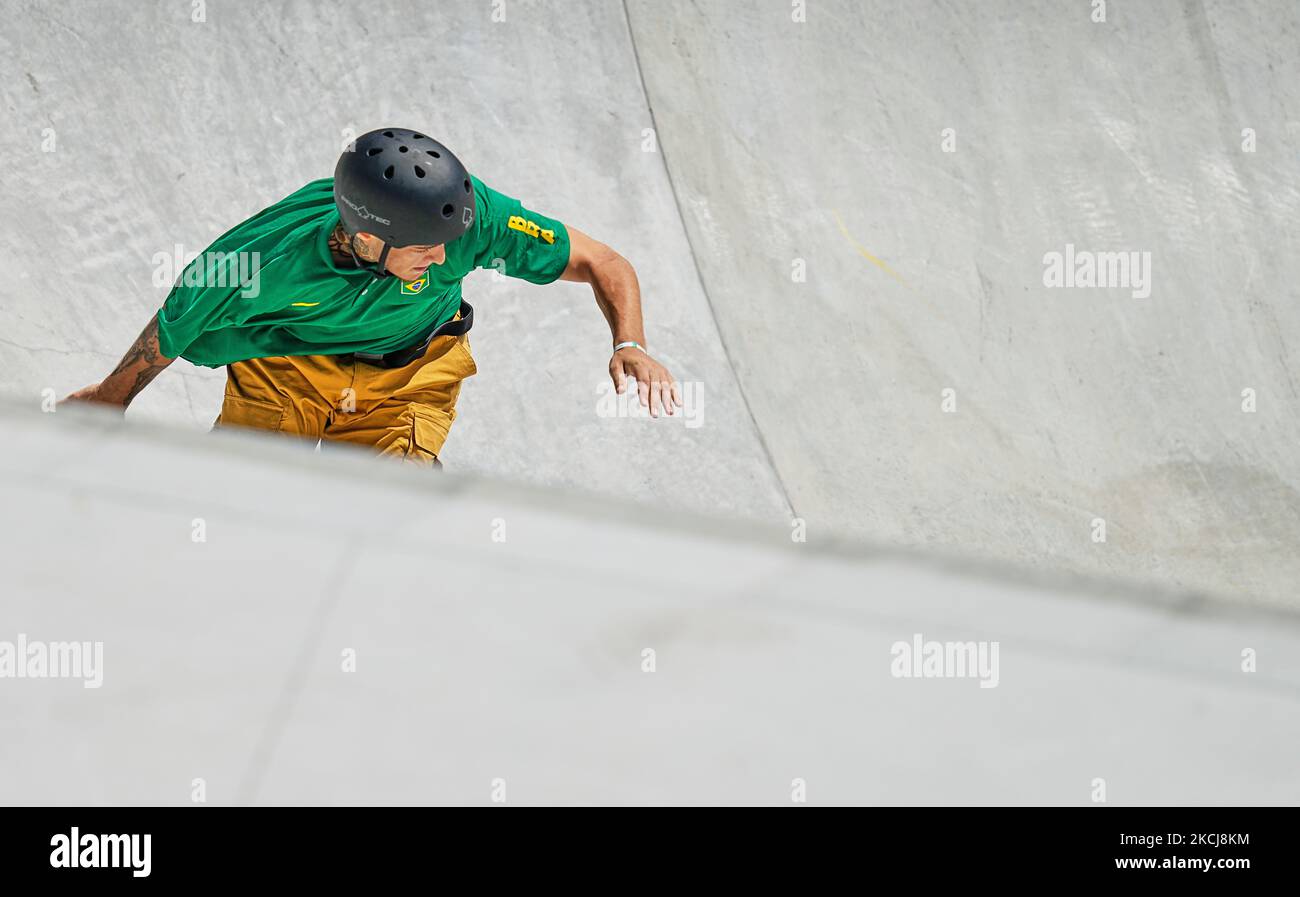 Pedro Quintas during mens park skateboard at the Olympics at Ariake ...