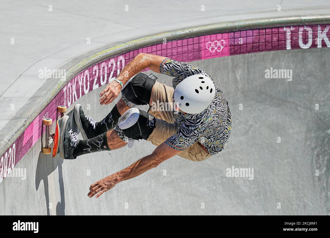 Dallas Oberholzer during mens park skateboard at the Olympics at Ariake ...