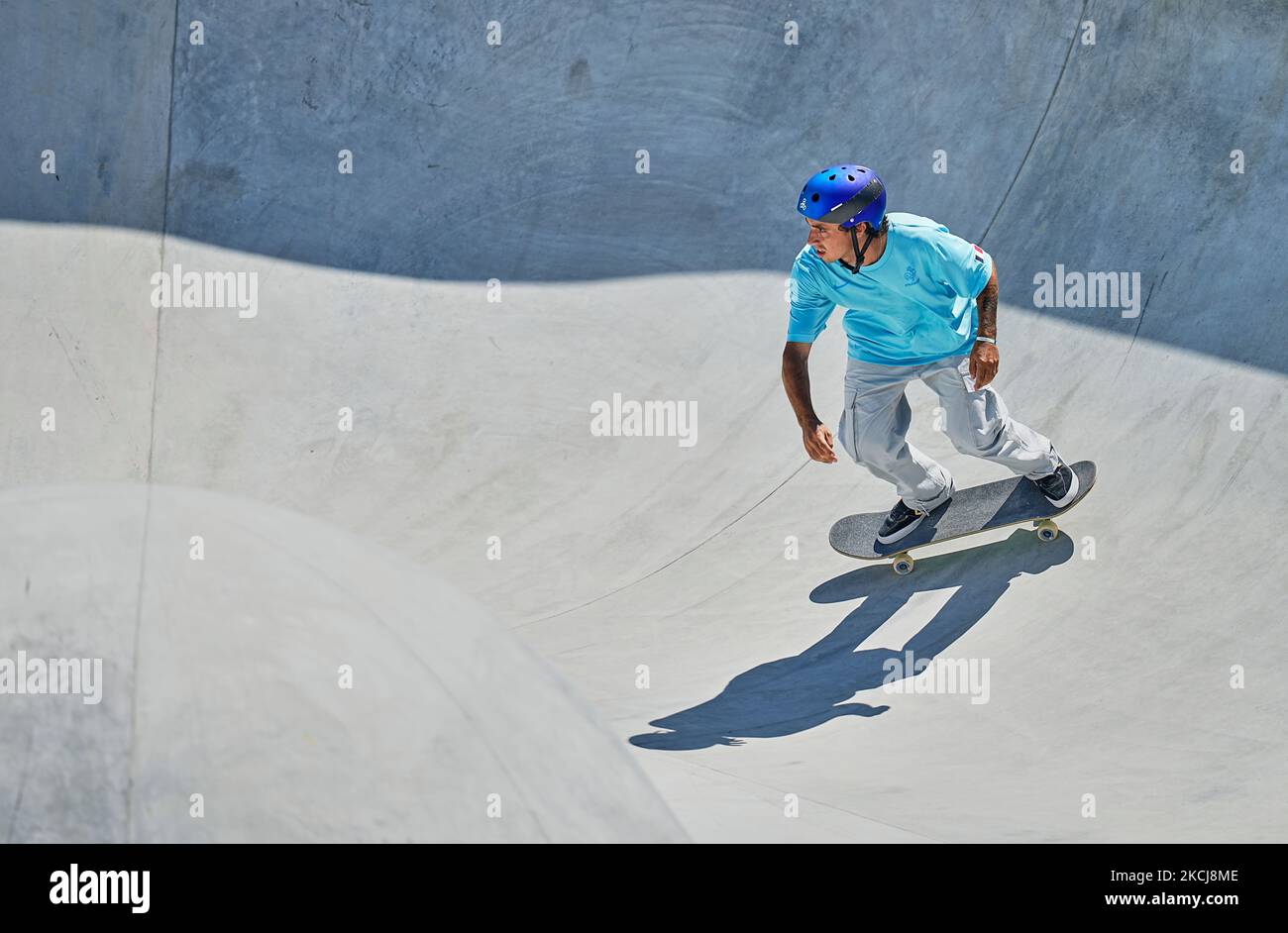 Vincent Matheron during mens park skateboard at the Olympics at Ariake ...