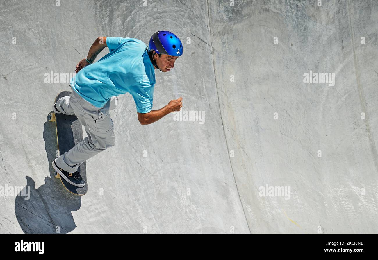 Vincent Matheron during mens park skateboard at the Olympics at Ariake ...