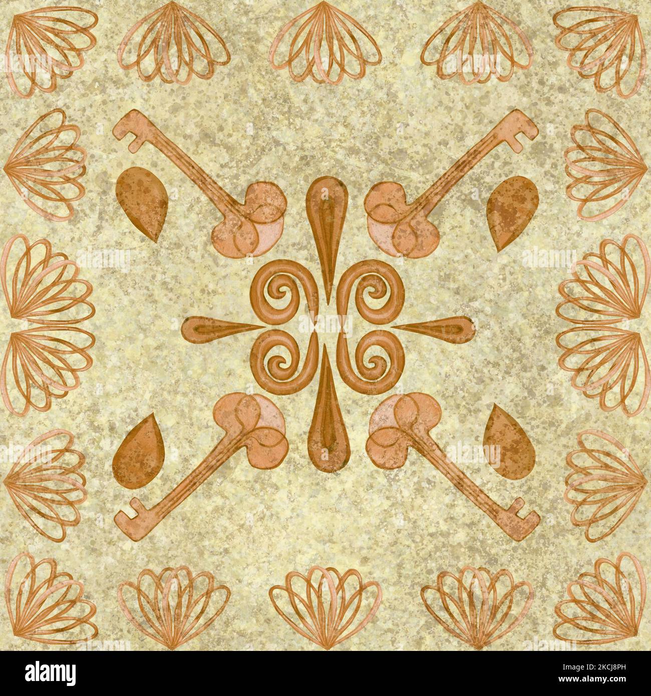 Vintage Moroccan tiles seamless pattern. Endless retro background in ...