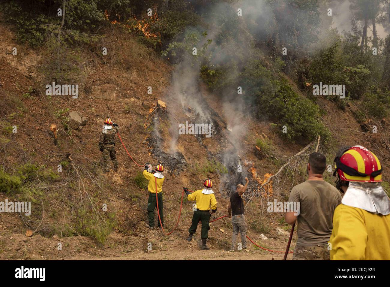 Wildfire in Kehries, Greece, in Evia island, on August 5, 2021. -At ...