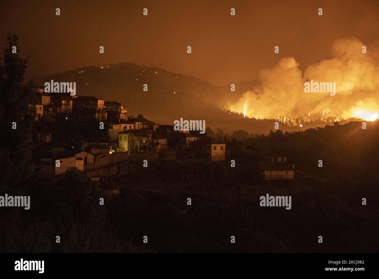 Forest fire in the Kourkouli village, in Evia, Greece, on August 5 ...