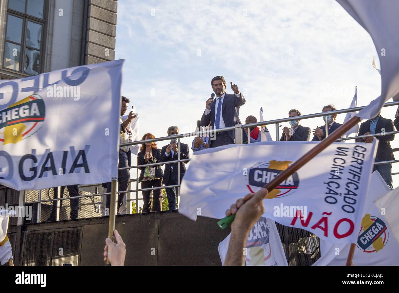 The President of the Chega Party Andre Ventura during a demonstration ...