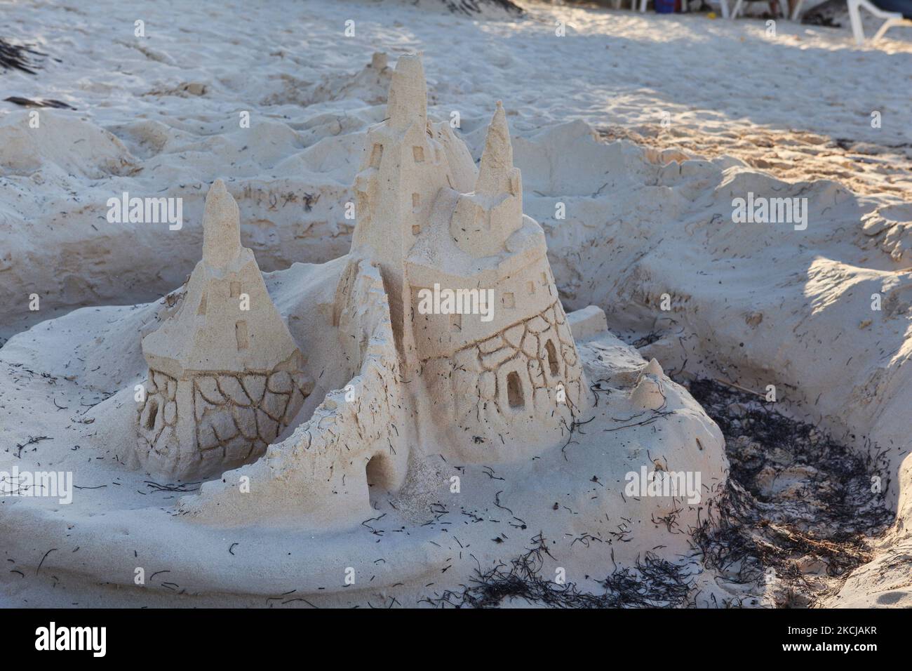 Sand castle on the beach punta cana dominican republic hi-res stock ...