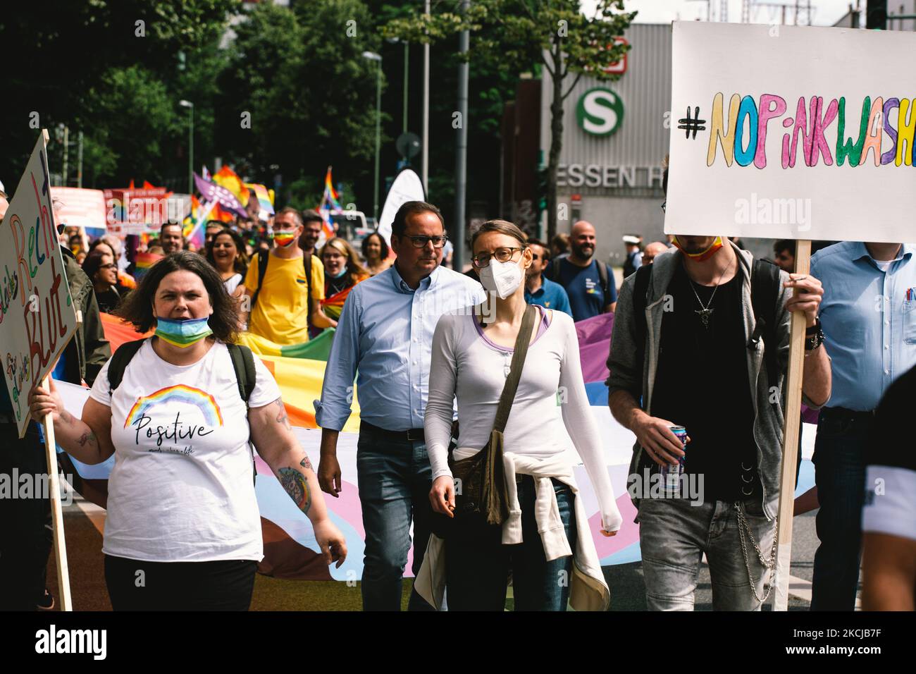 people participate annual Christopher street parade in Essen, Germany ...