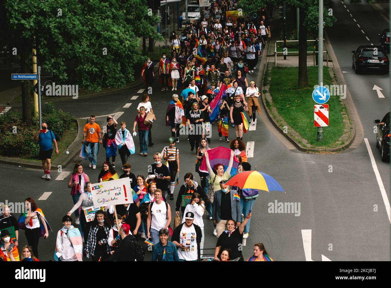 people participate annual Christopher street parade in Essen, Germany ...