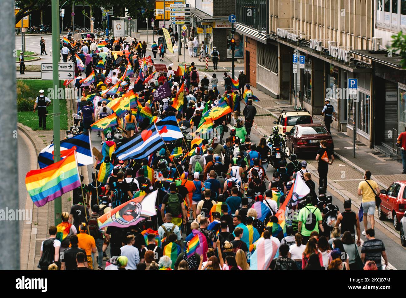 people participate annual Christopher street parade in Essen, Germany ...