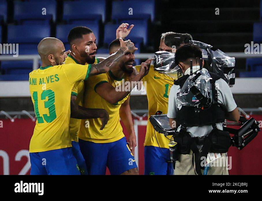 (9) Matheus CUNHA of Team Brazil celebrate with teammate after score ...
