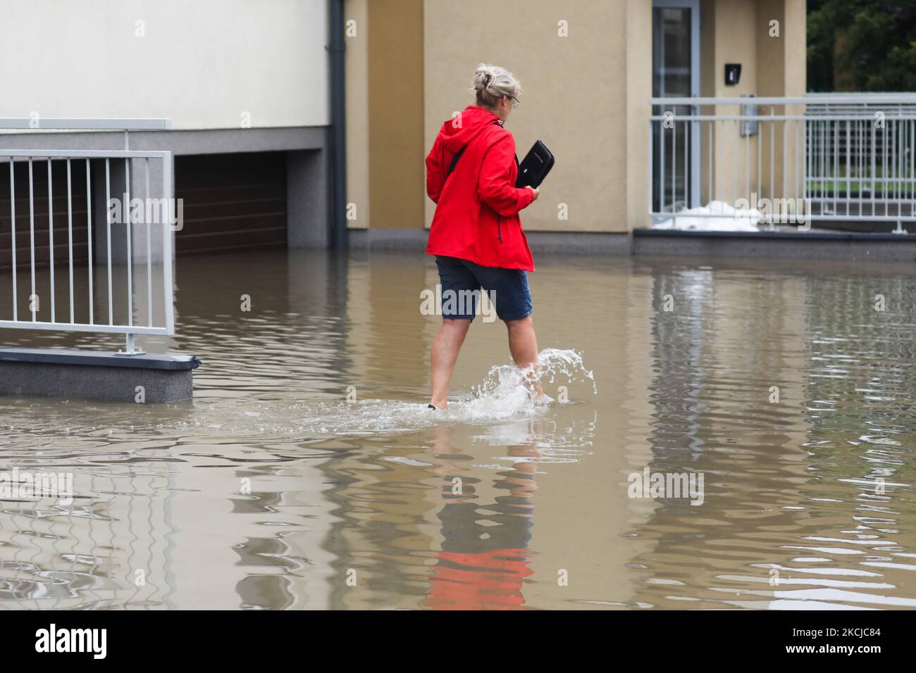Streets and households areas of Bierzanow district are flooded with ...