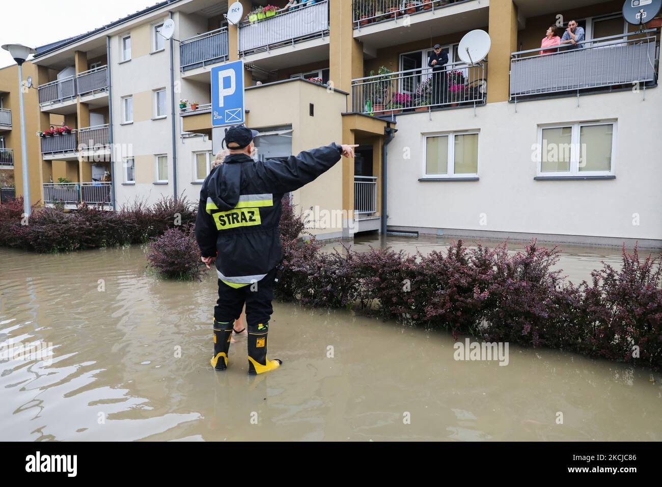 Streets and households areas of Bierzanow district are flooded with ...