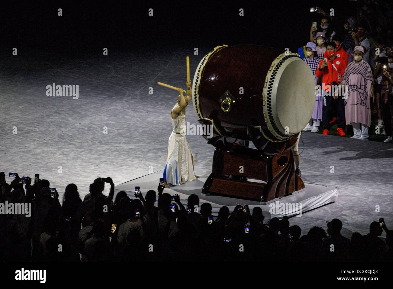 Olympics: Closing ceremony at the Olympic Stadium. An artist performs ...