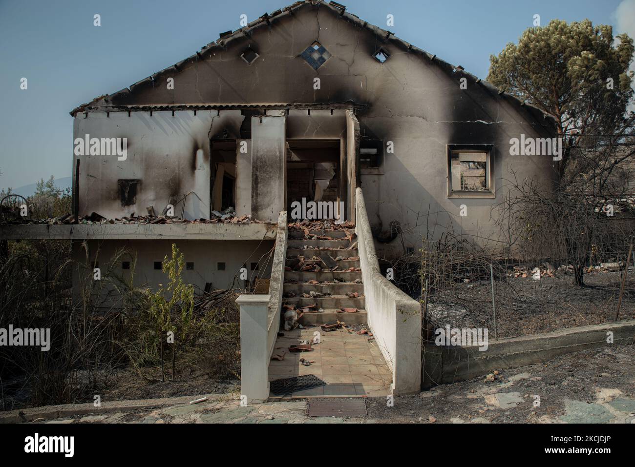 A destroyed house in Rovies, a village that was greatly impacted by the ...