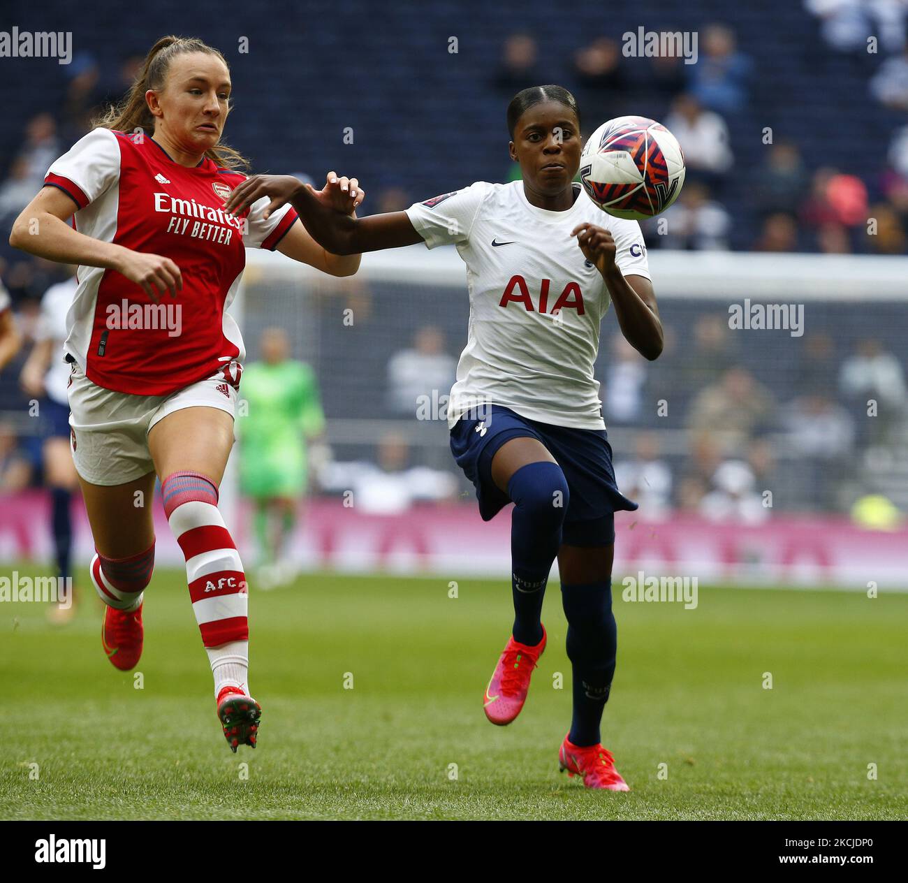 L-R Amelia Hazard of Arsenal and Jessica Naz of Tottenham Hotspur Women ...