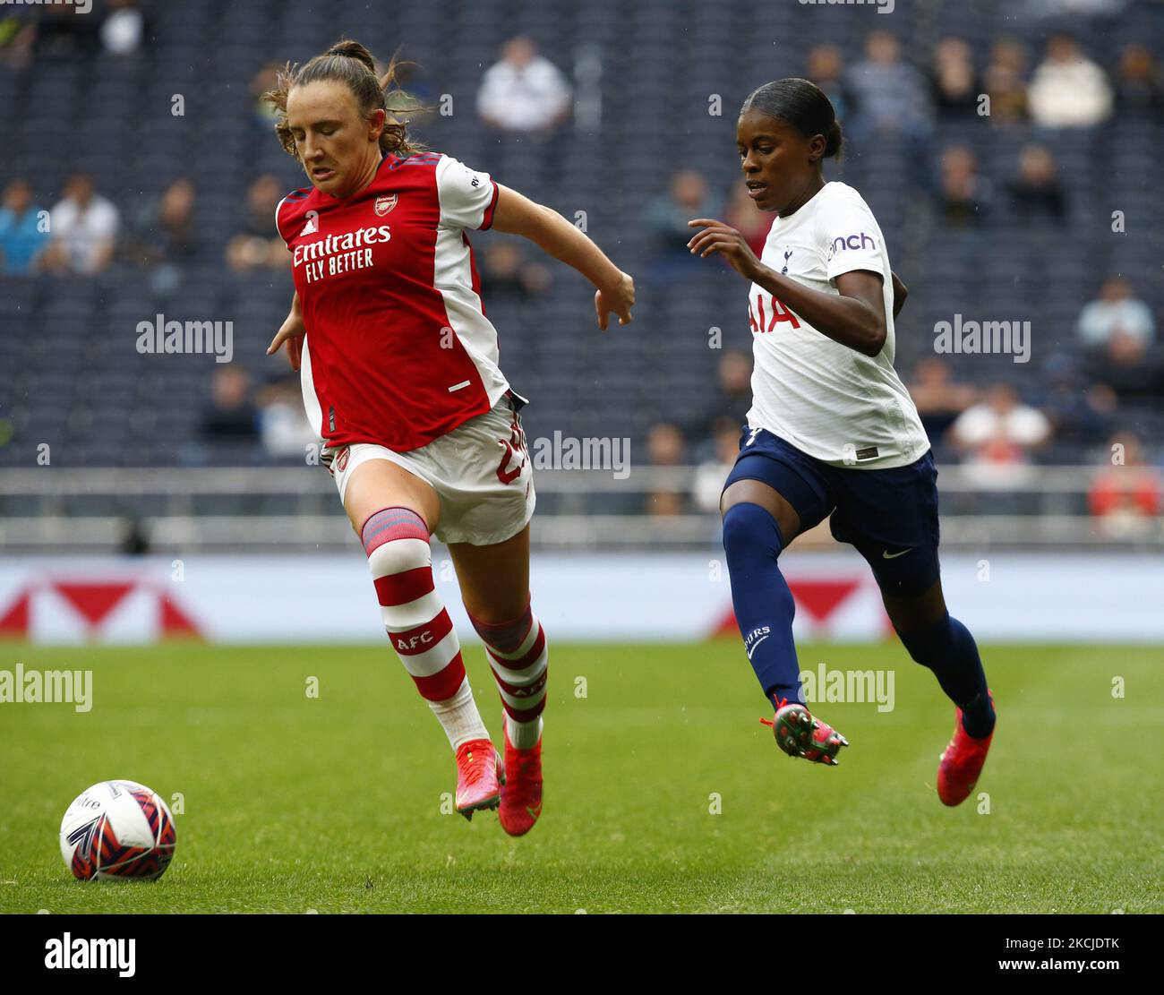 L-R Amelia Hazard of Arsenal and Jessica Naz of Tottenham Hotspur Women ...