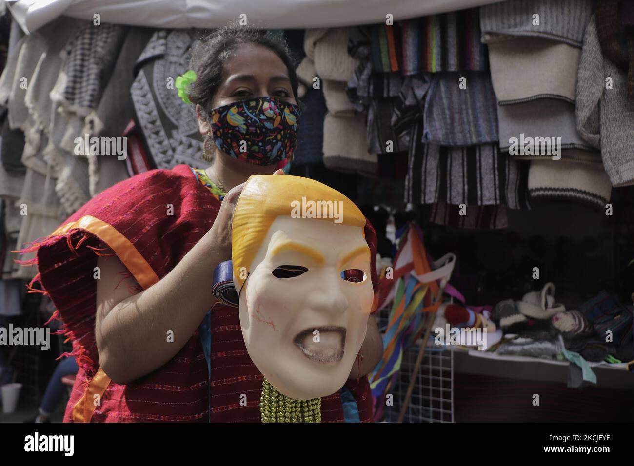 A woman from the Triqui indigenous community in the streets of the ...