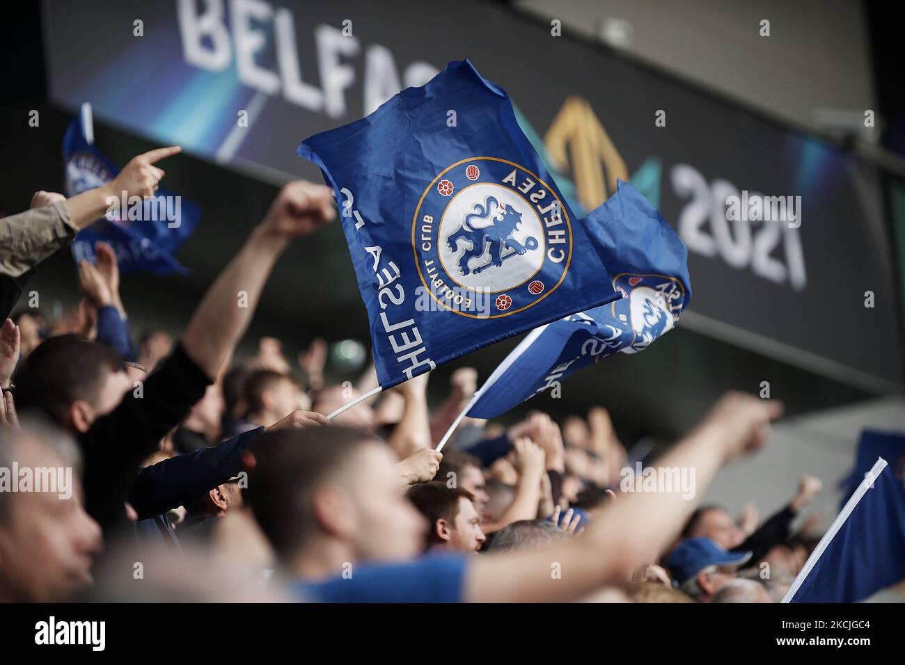 Chelsea supporters during the UEFA Super Cup Final match between ...