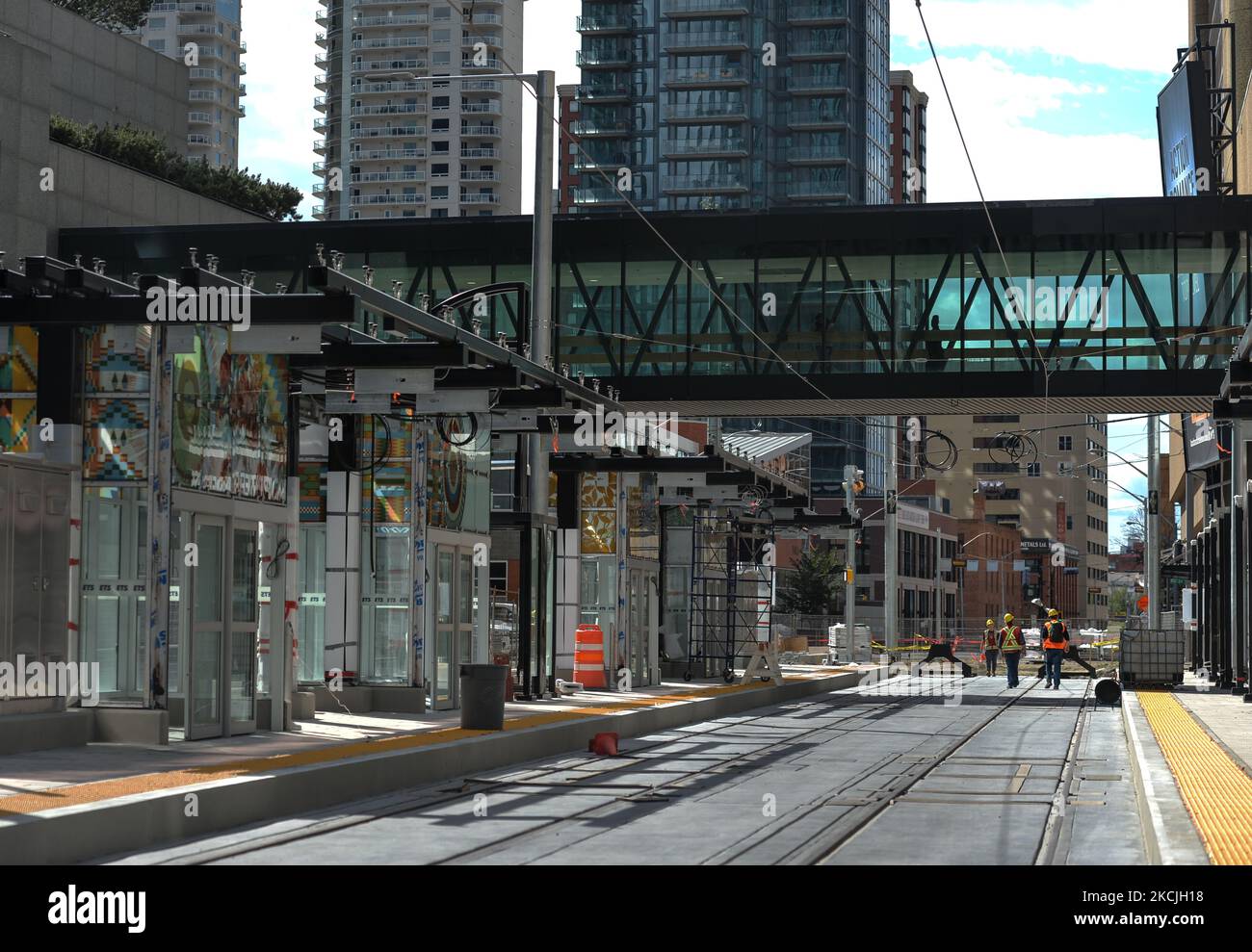 Edmonton light rail transit network construction site hi-res stock ...