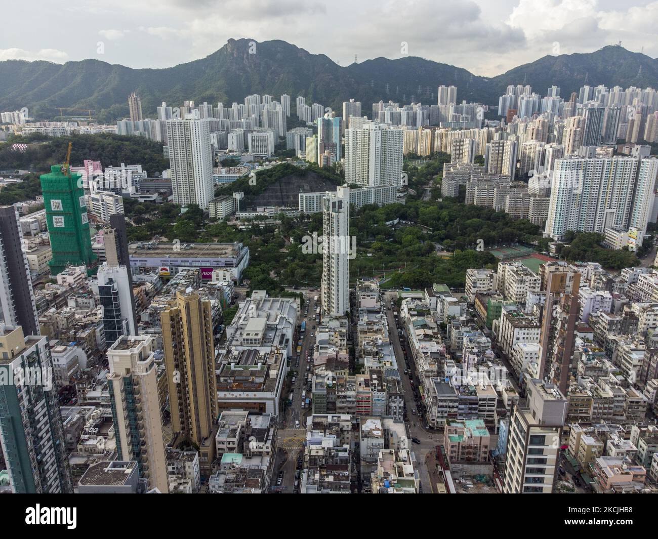 An Aerial Photograph showing high-rise buildings and mountains in Hong ...