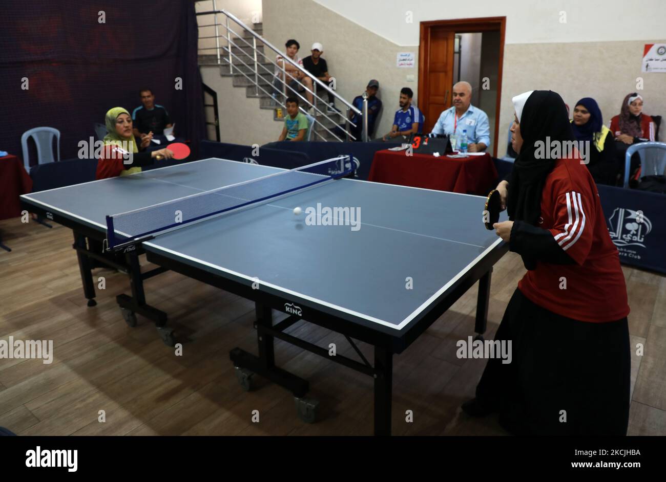 Disabled Palestinians compete in a local table tennis tournament ...