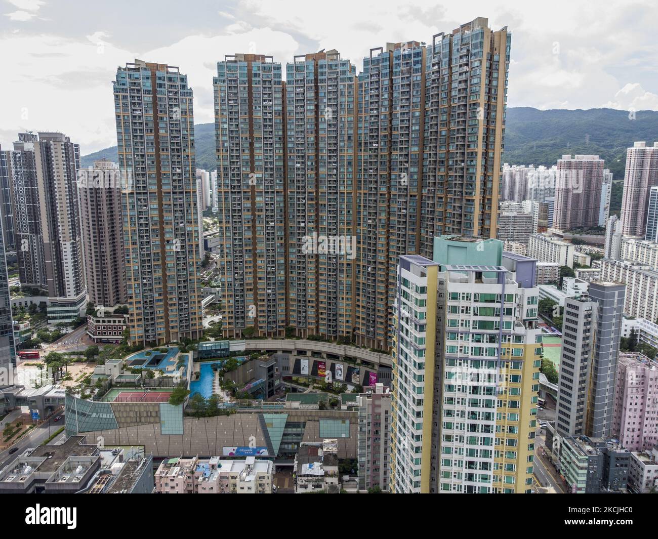 An Aerial Photograph showing a High-Rise apartment building in Hong ...