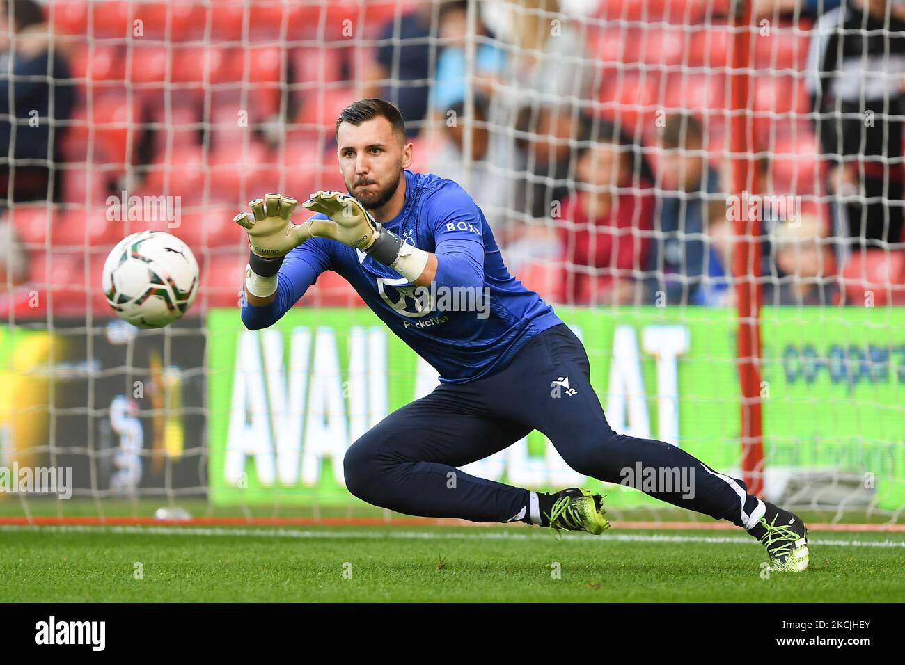Nottingham Forest goalkeeper Jordan Smith warms up ahead of kick-off ...