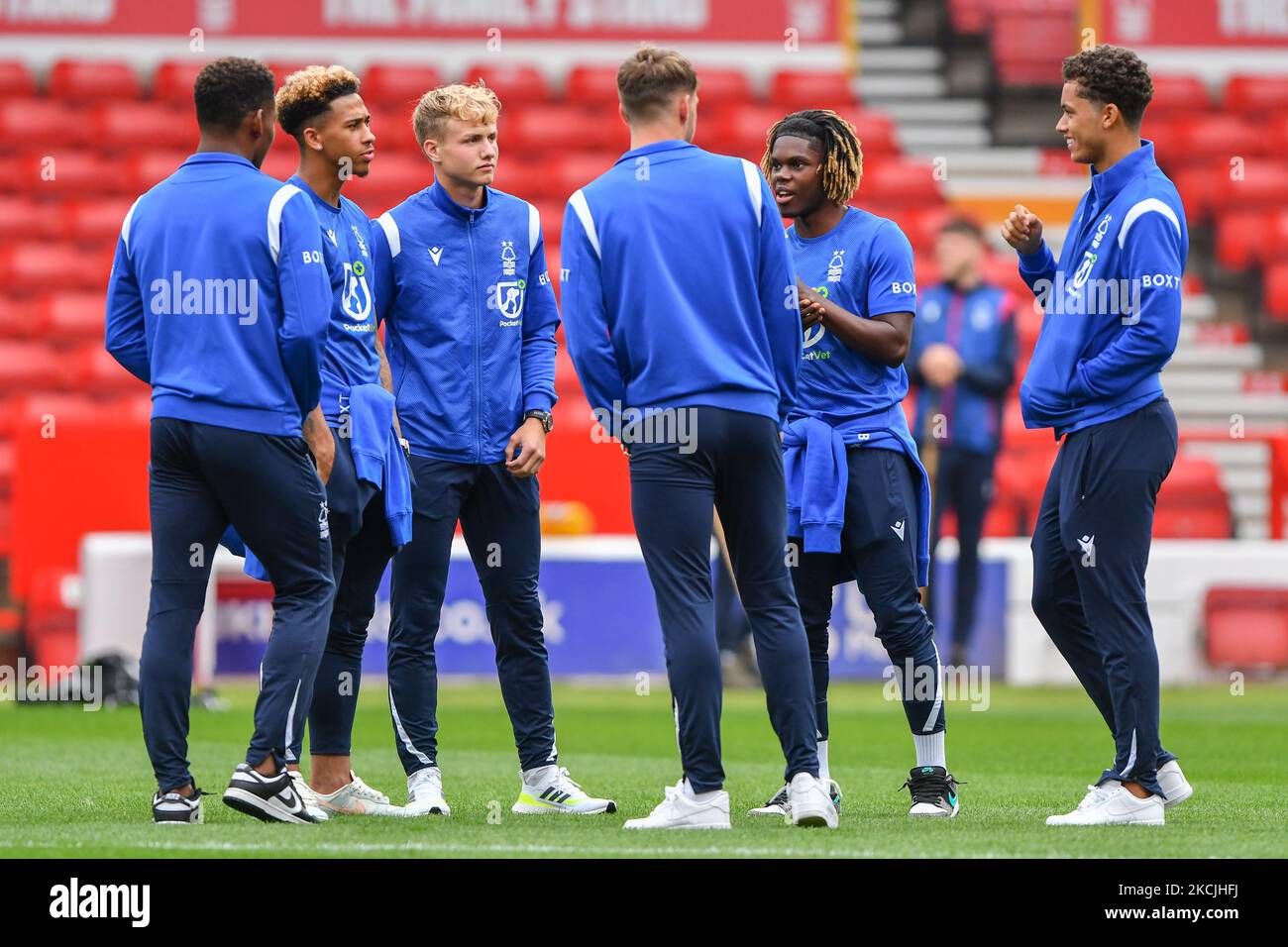 Forest players on the pitch ahead of kick-off of the Carabao Cup match ...