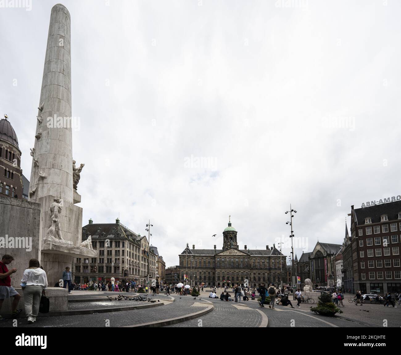 view National Monument on Dam square in Amsterdam, Netherlands, on ...
