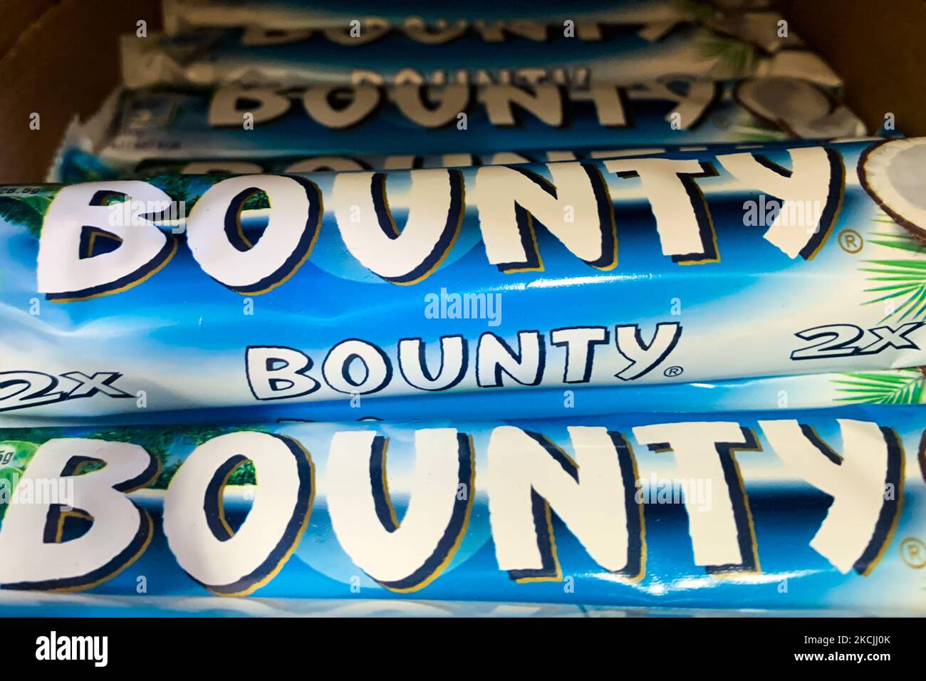 Bounty chocolate bars packaging are seen in a shop in Sulkowice, Poland ...
