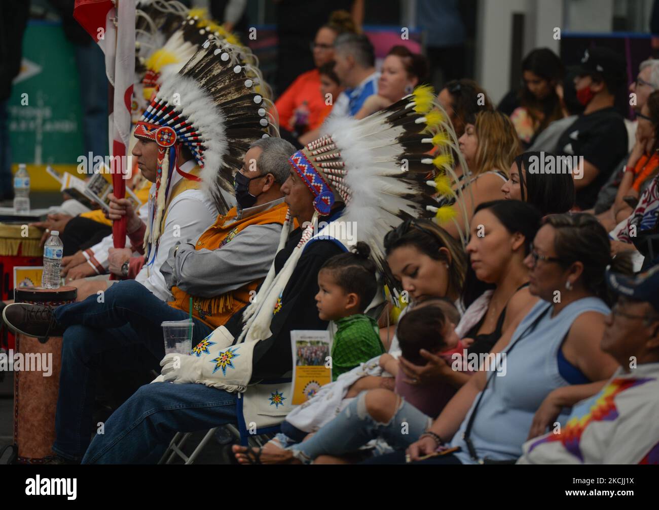 Members of the First Nation seen during the opening ceremony of the ...