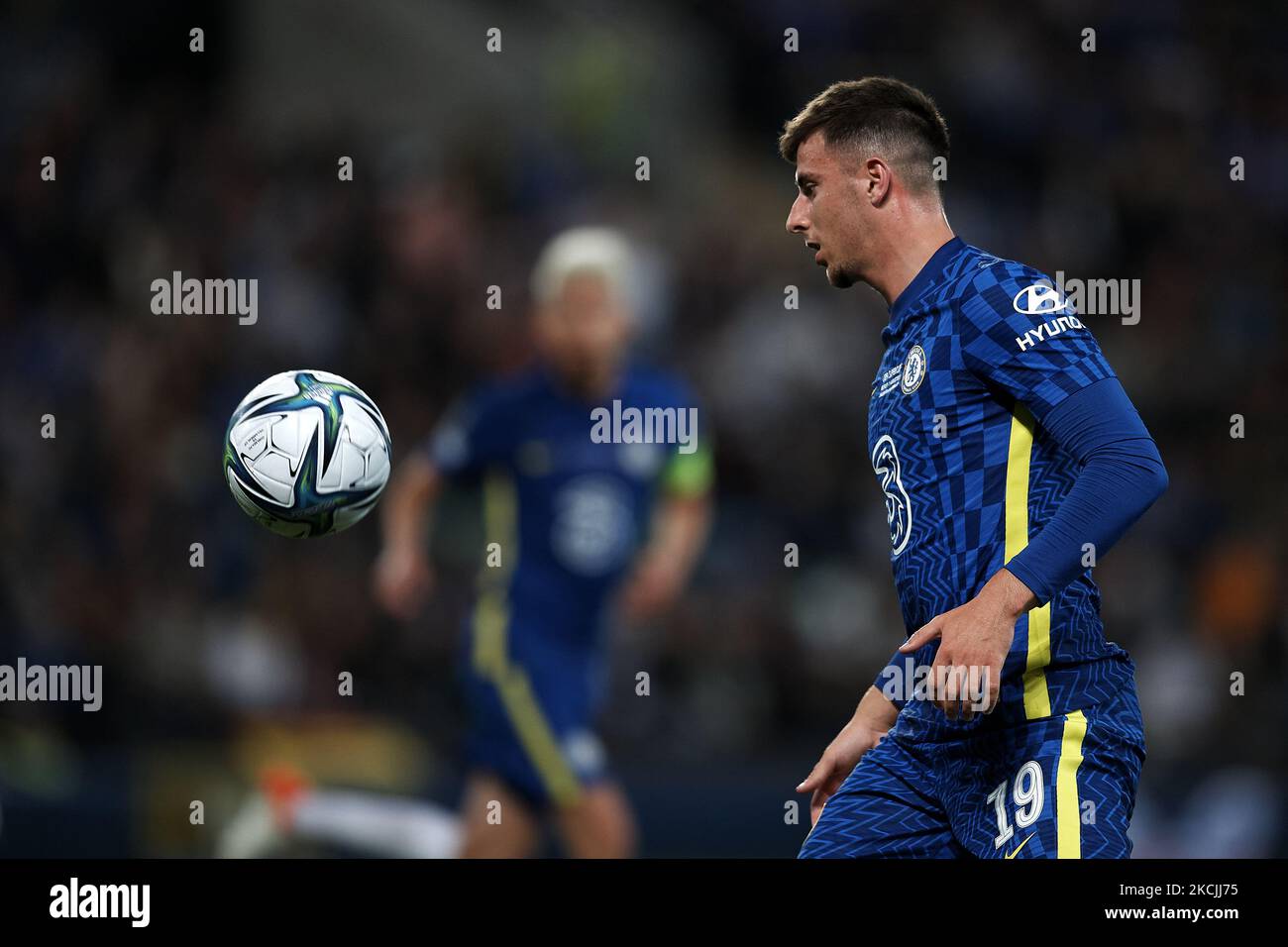 Mason Mount of Chelsea in action during the UEFA Super Cup Final match ...