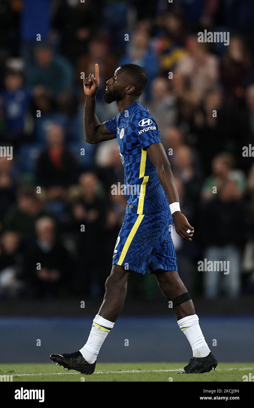 Antonio Rudiger of Chelsea celebrates after scoring his sides first ...